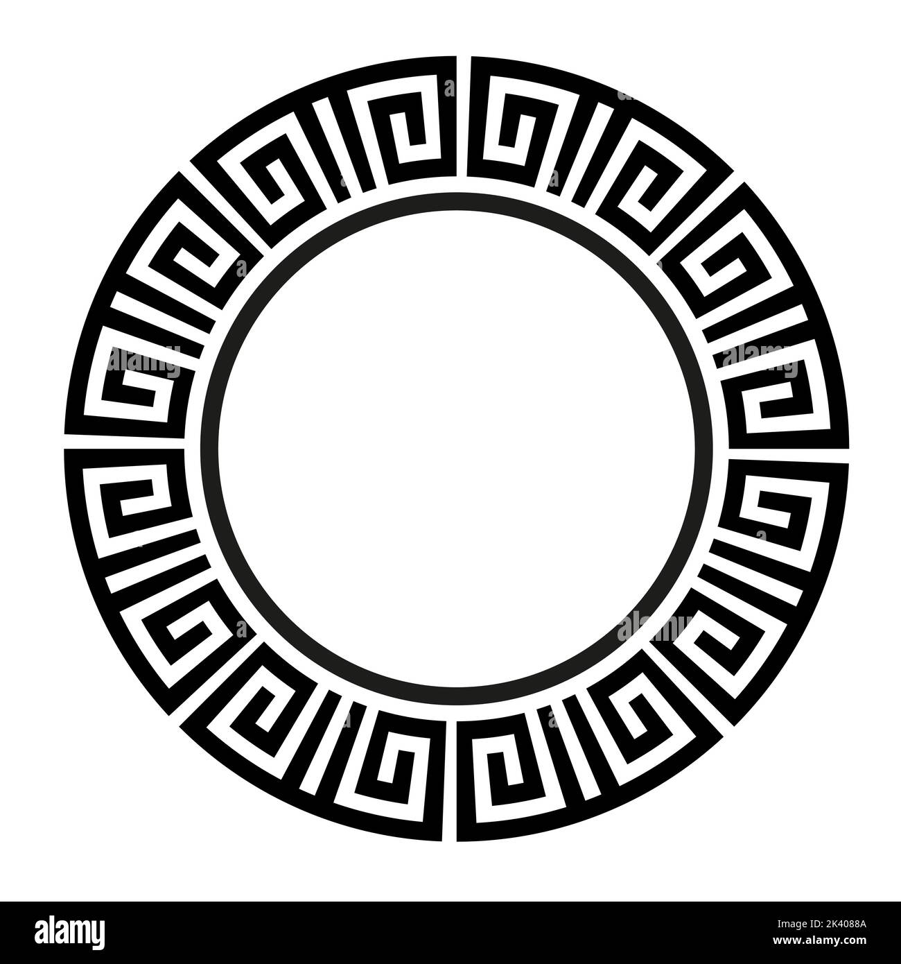 Ancient Greek key black frame pattern, round antique border from Greece ...