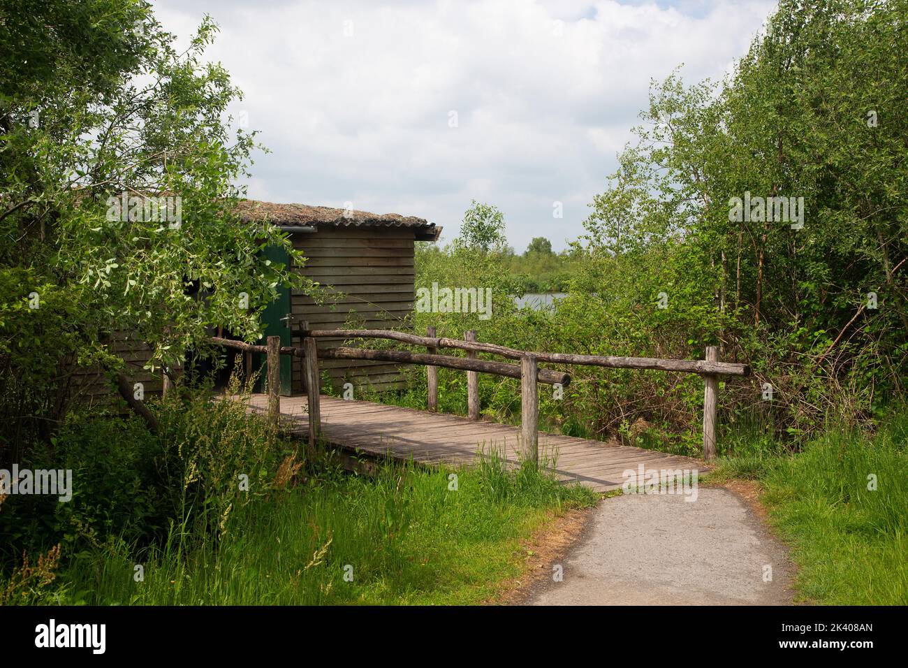 Entrance to bird observation hut; National Park De Groote Peel ...