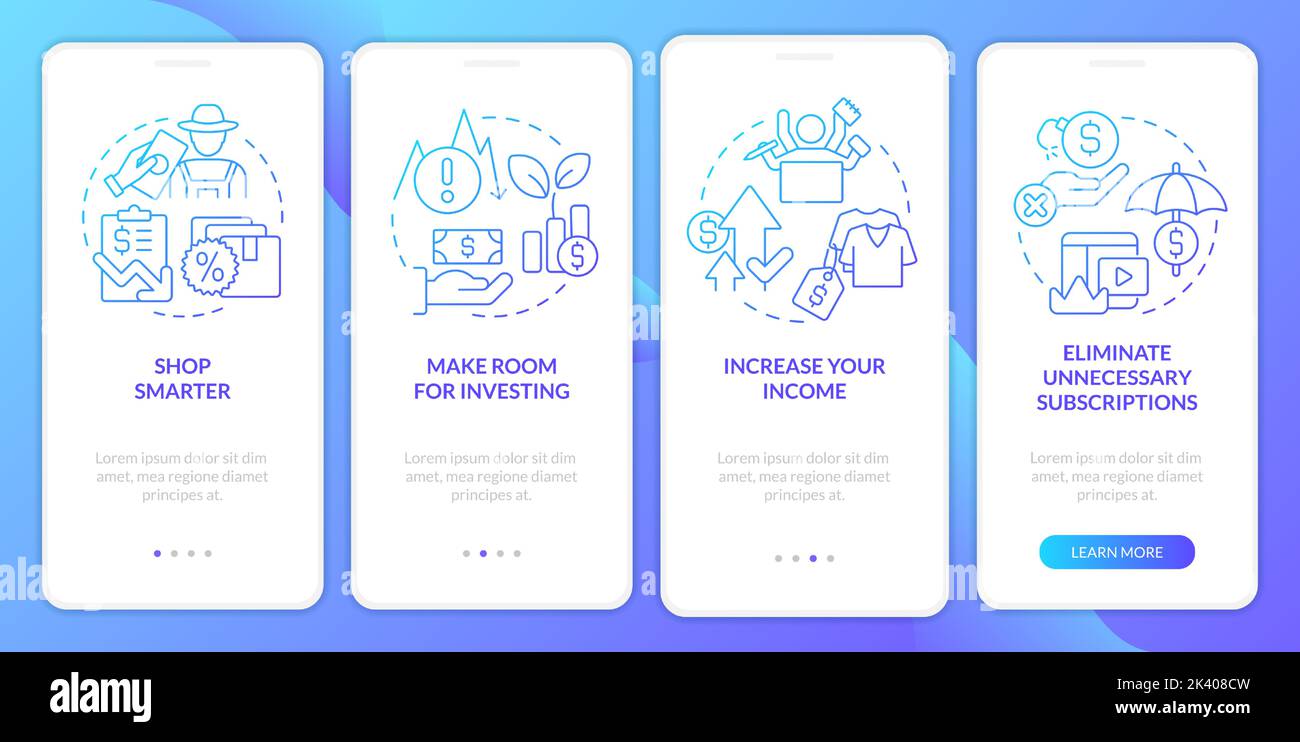 Budget planning for inflation blue gradient onboarding mobile app ...