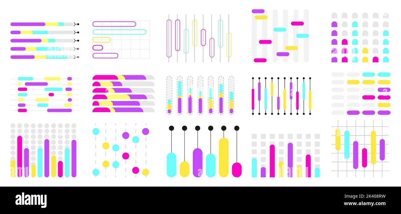 Interface graph set vector. Business data market sign. Admin dashboard ...