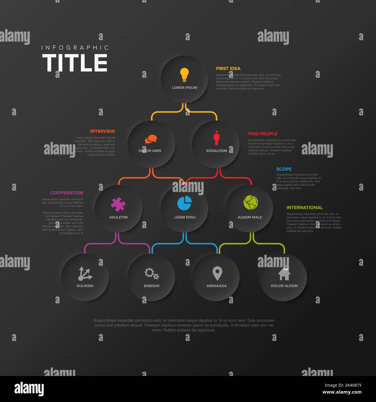 Vector solid Infographic Pyramid chart diagram template made from dark ...