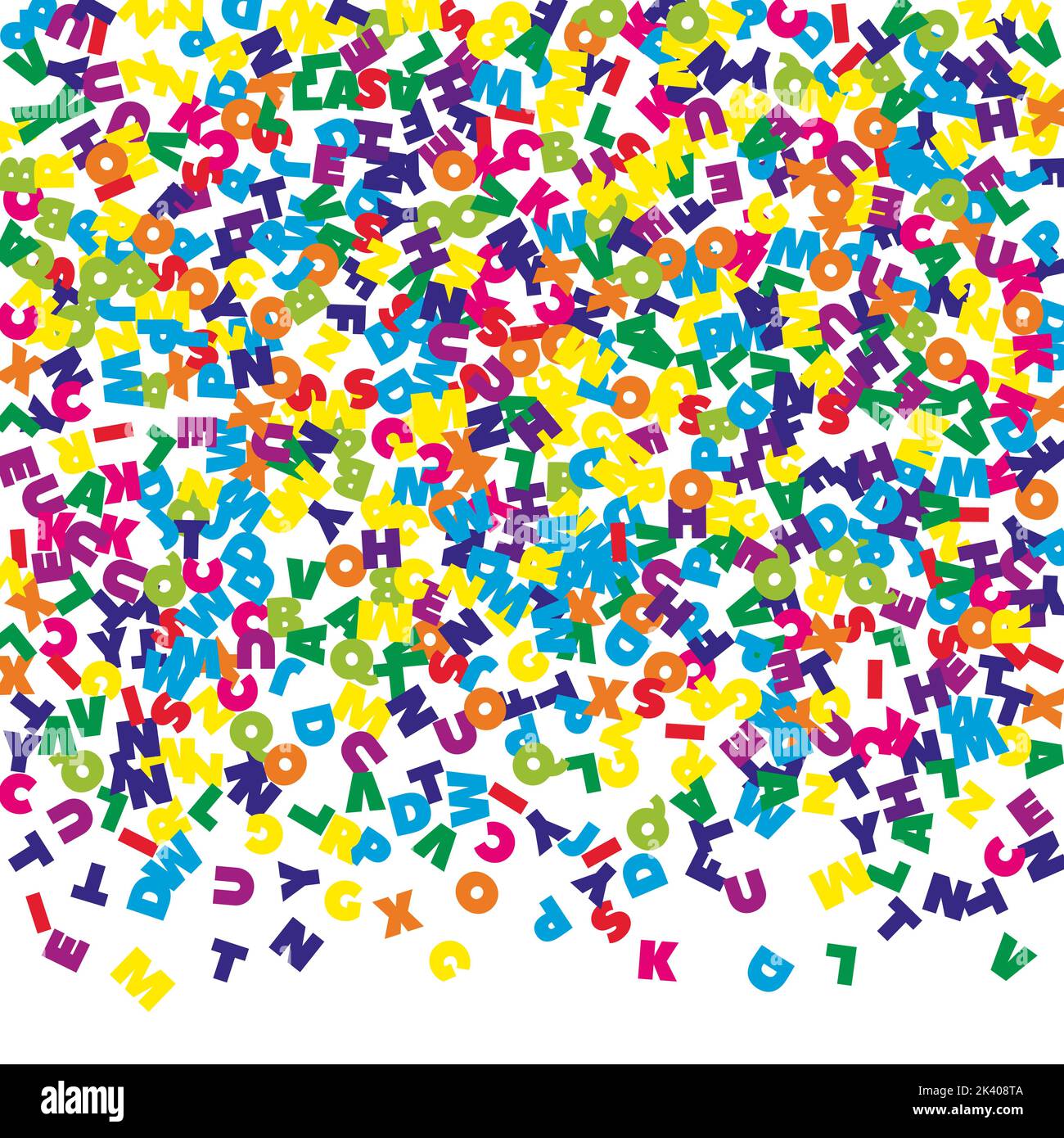 Falling letters of English language. Colorful flying words of Latin ...