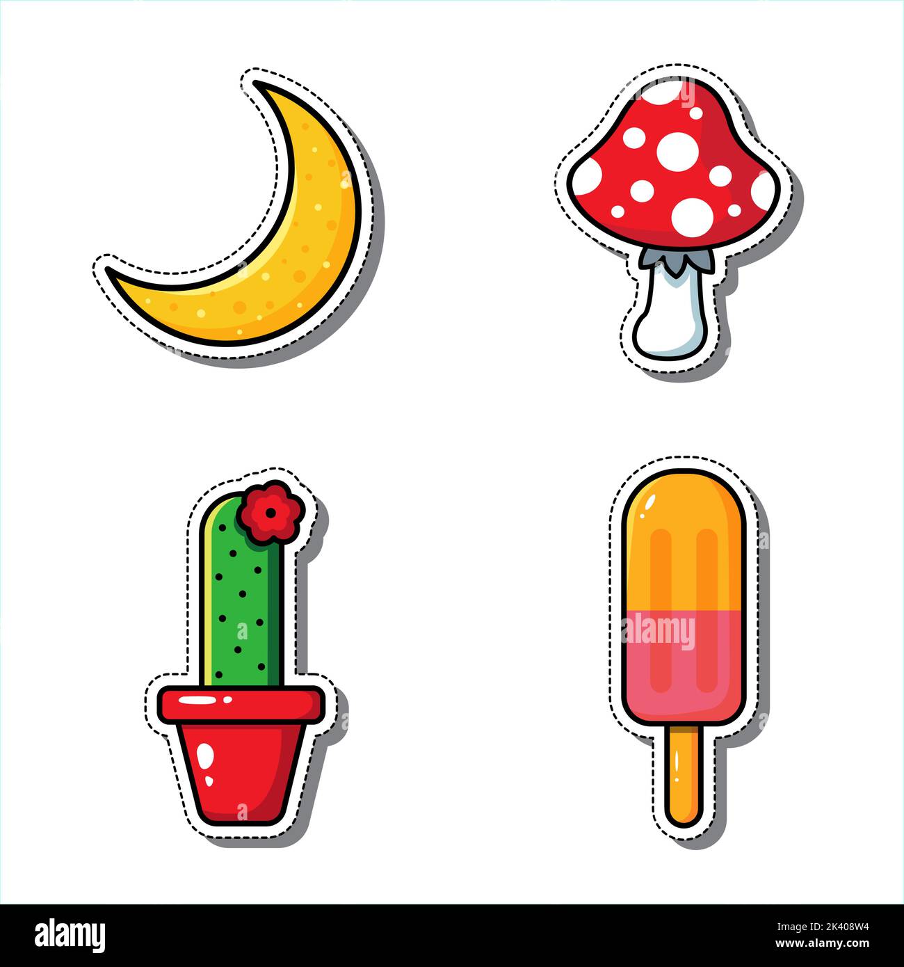 Mini set of vector illustrations. Stickers, pins Stock Vector Image ...