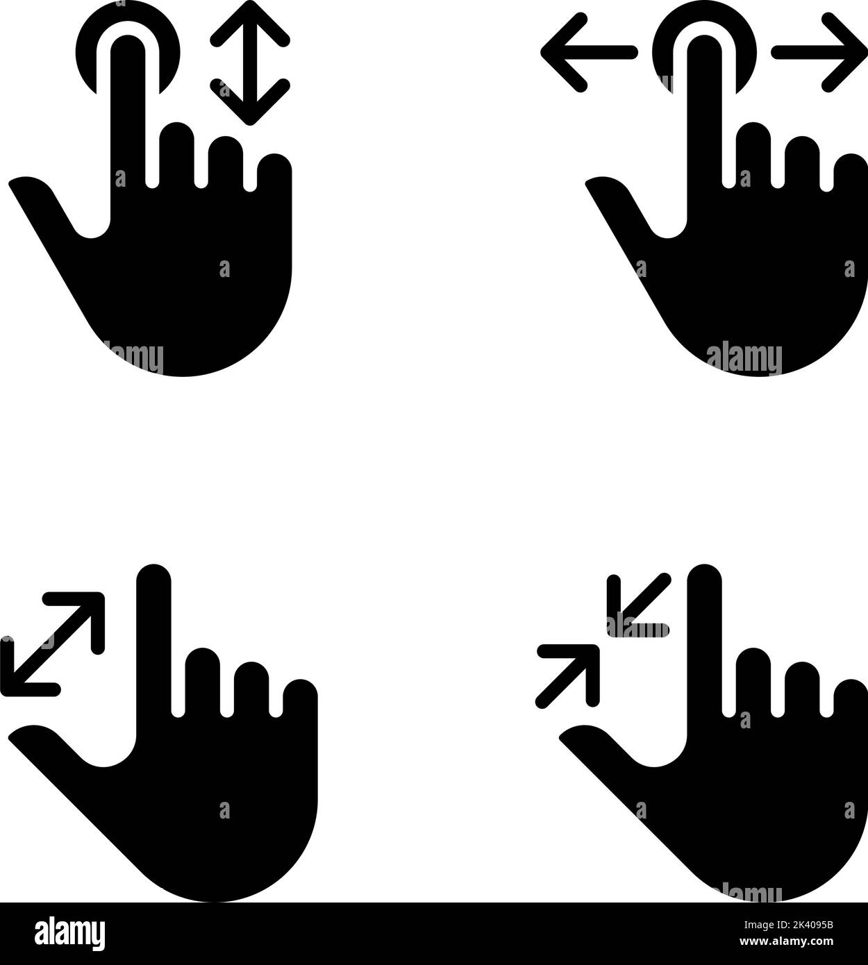 Scrolling and zooming gestures black glyph icons set on white space ... Scrolling and zooming gestures black glyph icons set on white space ...