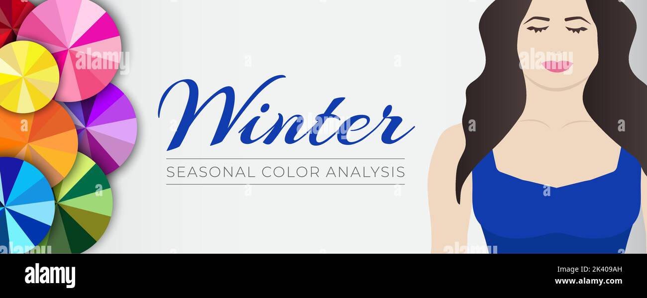 Seasonal Color Analysis Winter Banner Illustration with Color Wheels ...