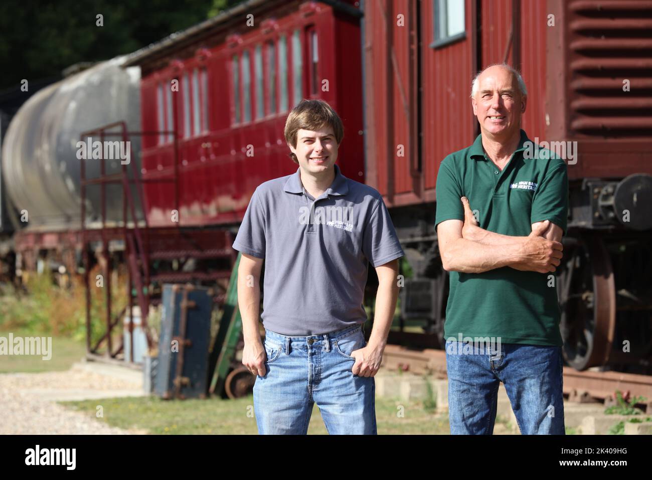 James Waters (with Dad Robin) alongside the 1880s train carriage which ...