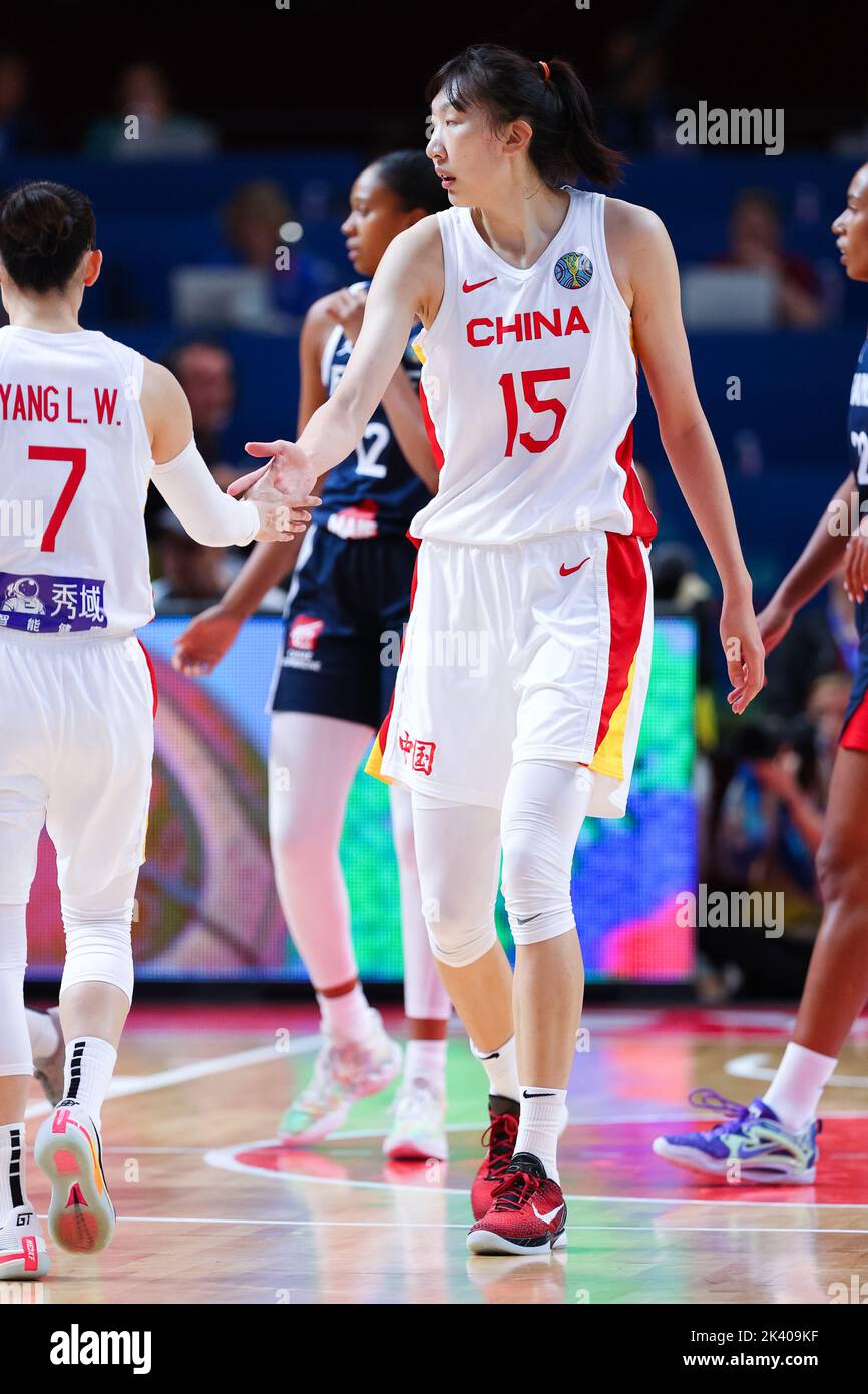 Sydney, Australia, 29 September, 2022. Xu Han of China touches the Hanns of Liwei Yang of China ...