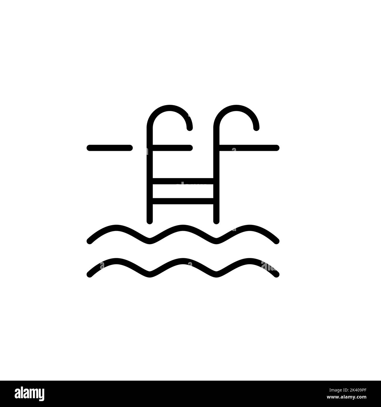 Swimming pool. Ladder and waves. Simple icon. Pixel perfect, editable ...