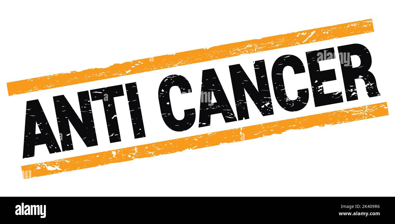 ANTI CANCER text written on black-orange rectangle stamp sign Stock ...