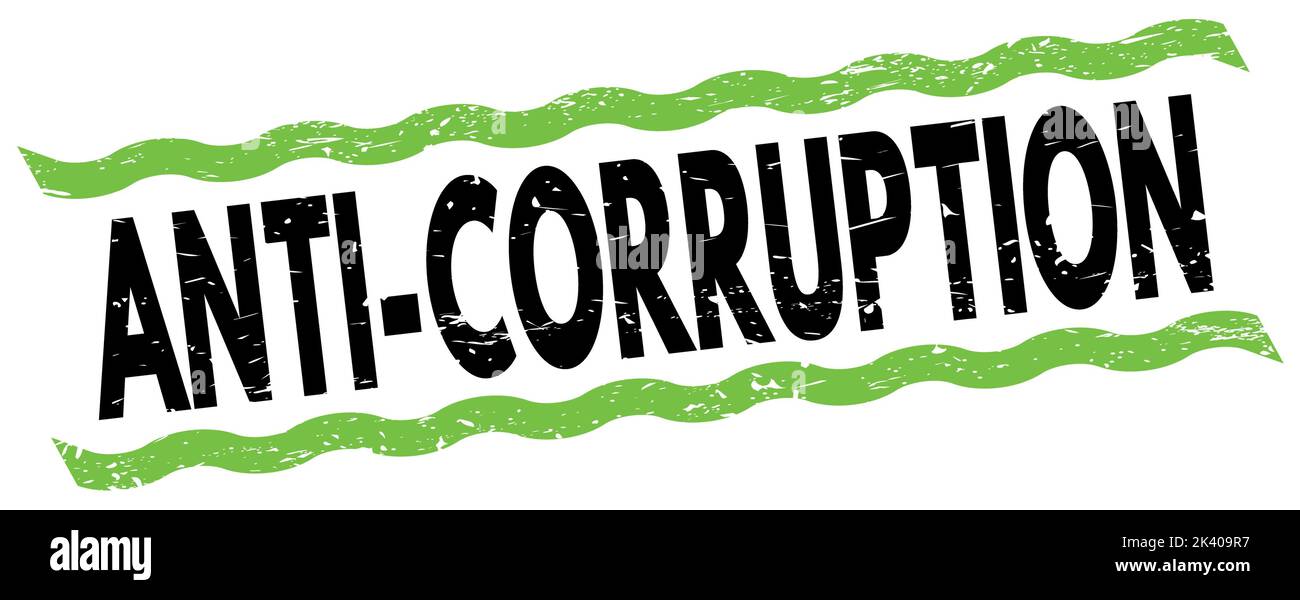 ANTI-CORRUPTION text written on green-black lines stamp sign Stock ...