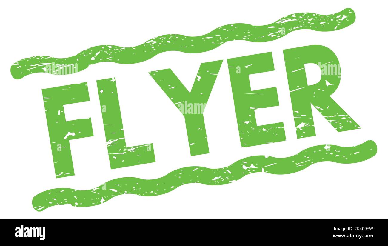 FLYER text written on green lines stamp sign Stock Photo - Alamy