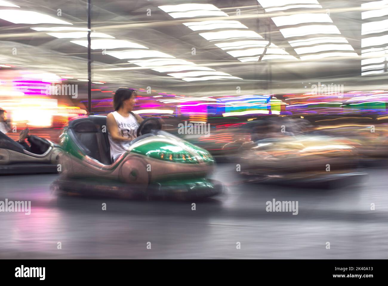 Abstract photo of bumper cars at amusement park of izmir fun fair Stock ...