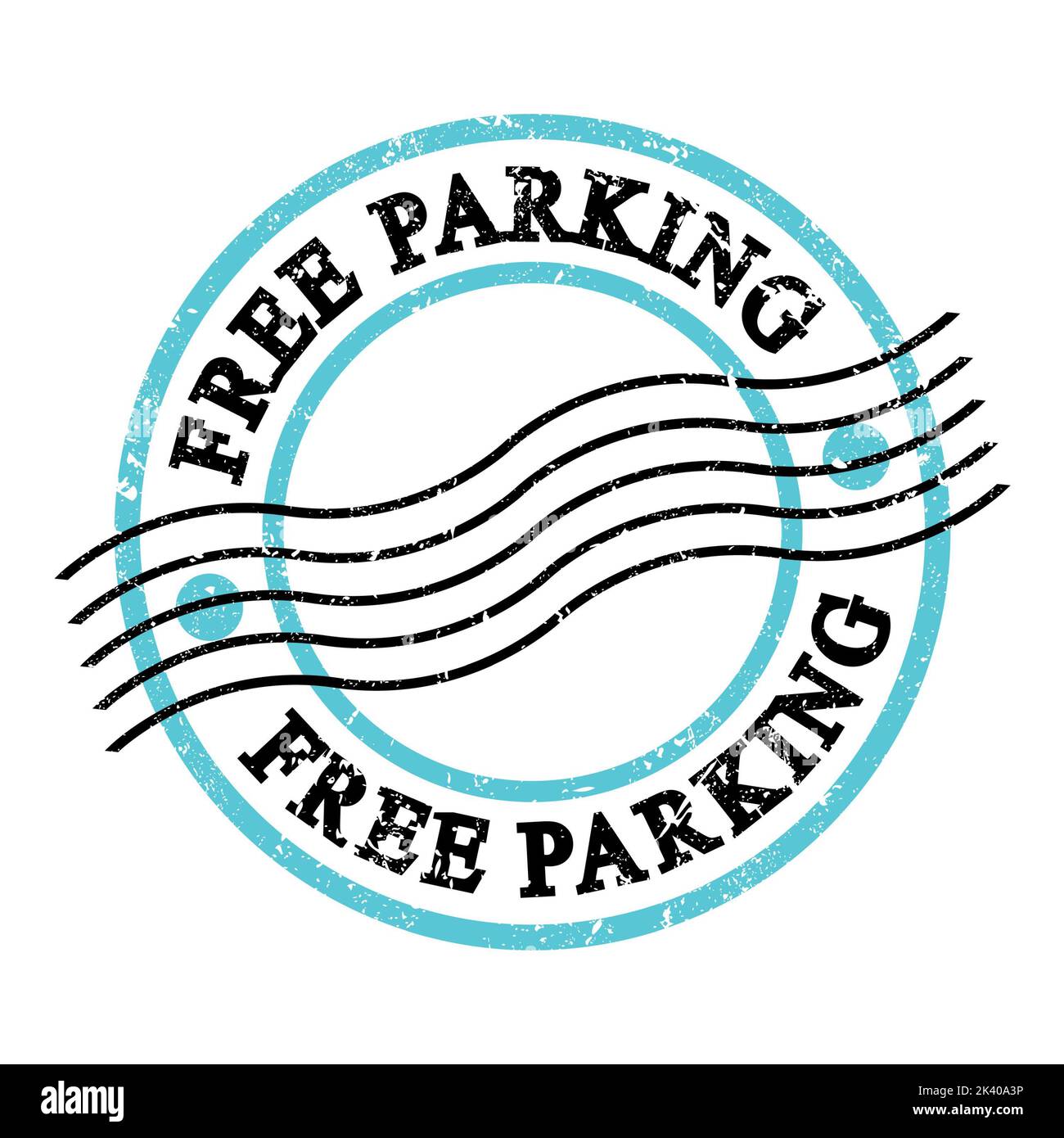 FREE PARKING, text written on blue-black grungy postal stamp Stock ...