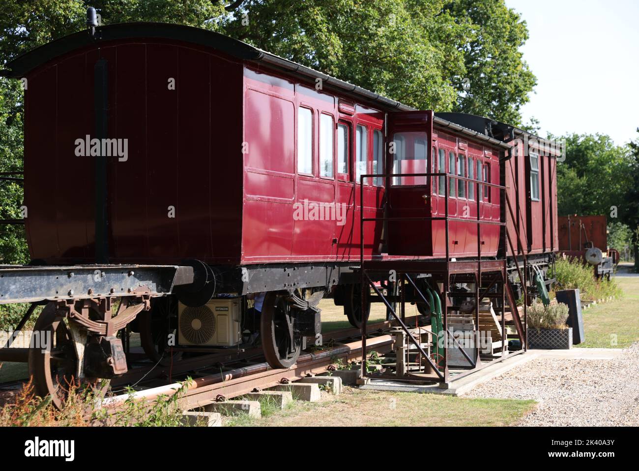 James Waters (with Dad Robin) alongside the 1880s train carriage which ...