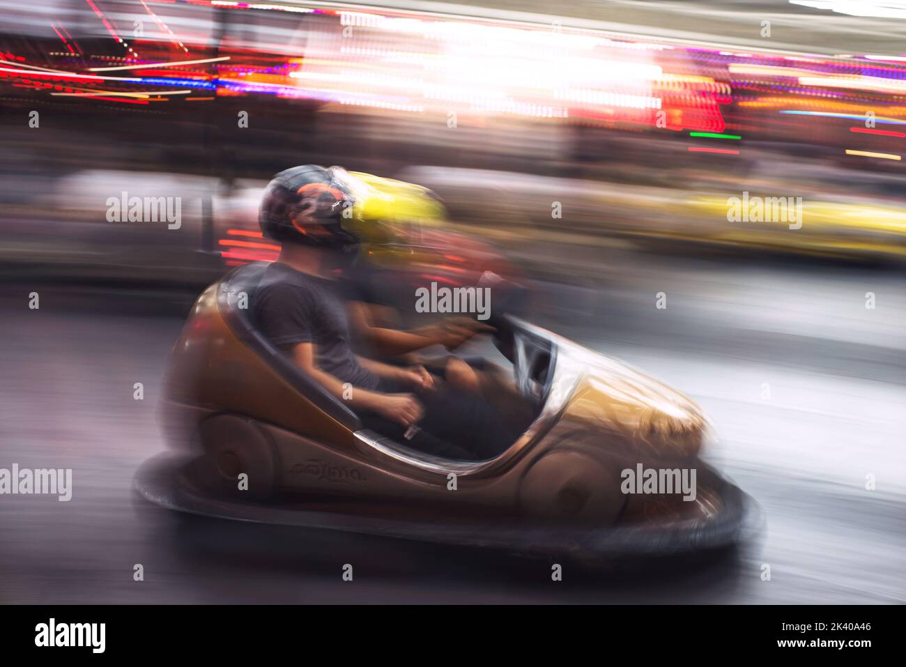 Abstract photo of bumper cars at amusement park of izmir fun fair Stock ...