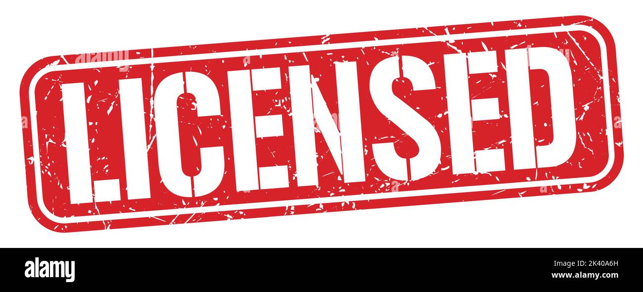 LICENSED text written on red grungy stamp sign Stock Photo - Alamy