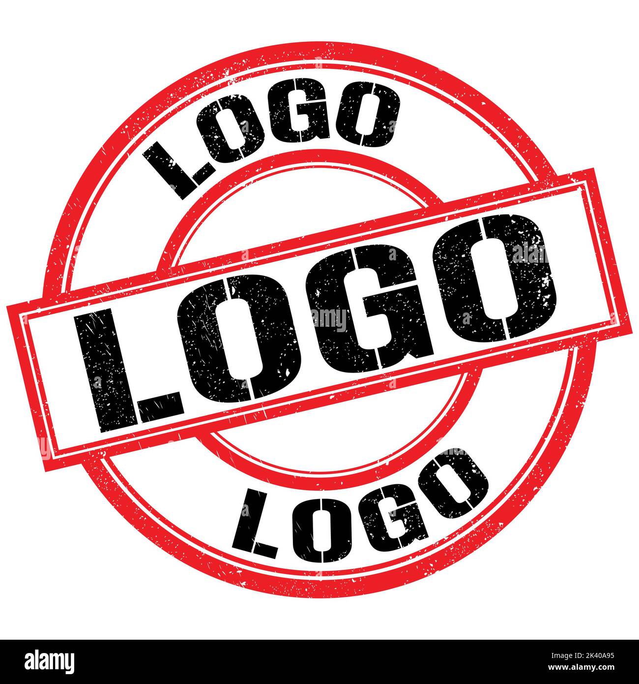LOGO text written on red-black round stamp sign Stock Photo - Alamy