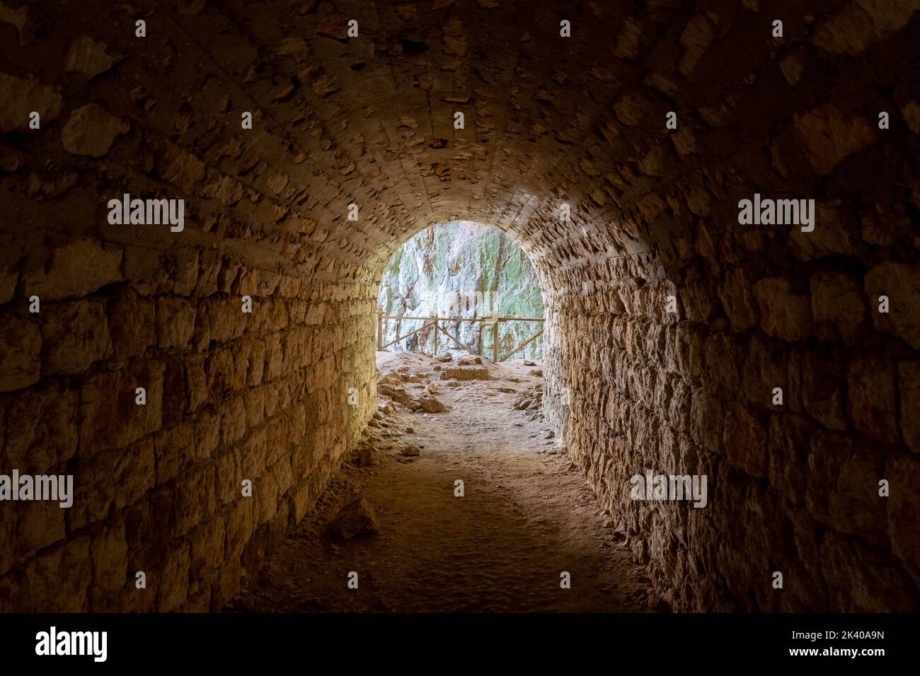 The giant Devetashka Cave with amazing ecosystem inside. Located near ...