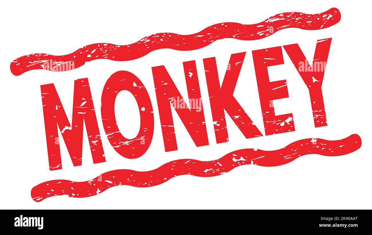 MONKEY text written on red lines stamp sign Stock Photo - Alamy