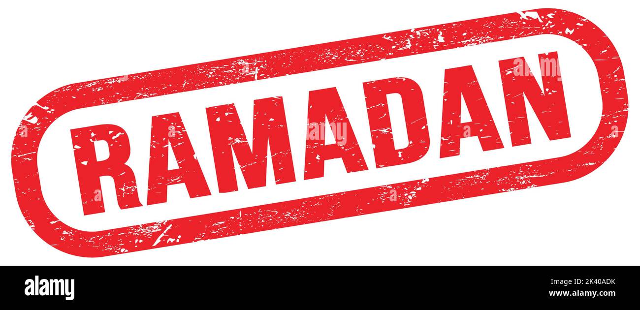 RAMADAN, text on red rectangle stamp sign Stock Photo - Alamy