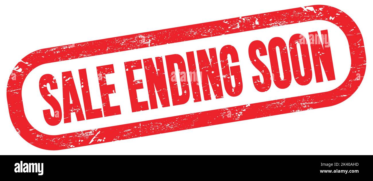 SALE ENDING SOON, text on red rectangle stamp sign Stock Photo - Alamy