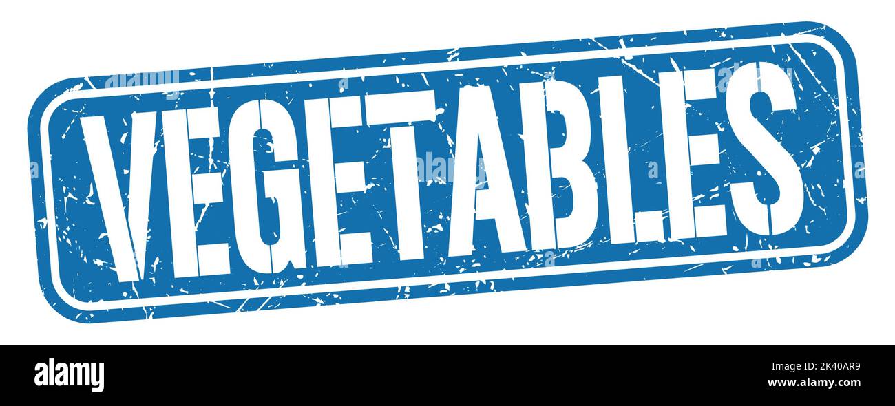 VEGETABLES text written on blue grungy stamp sign Stock Photo - Alamy