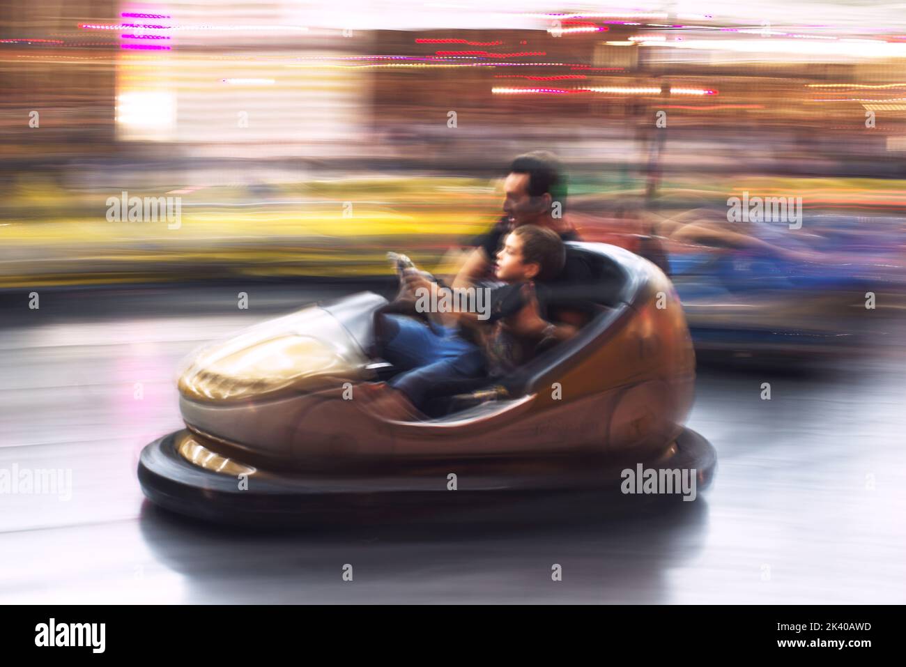 Abstract photo of bumper cars at amusement park of izmir fun fair Stock ...