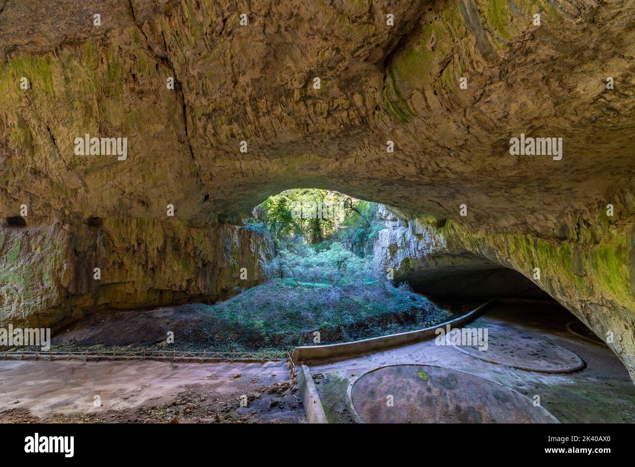 The giant Devetashka Cave with amazing ecosystem inside. Located near ...