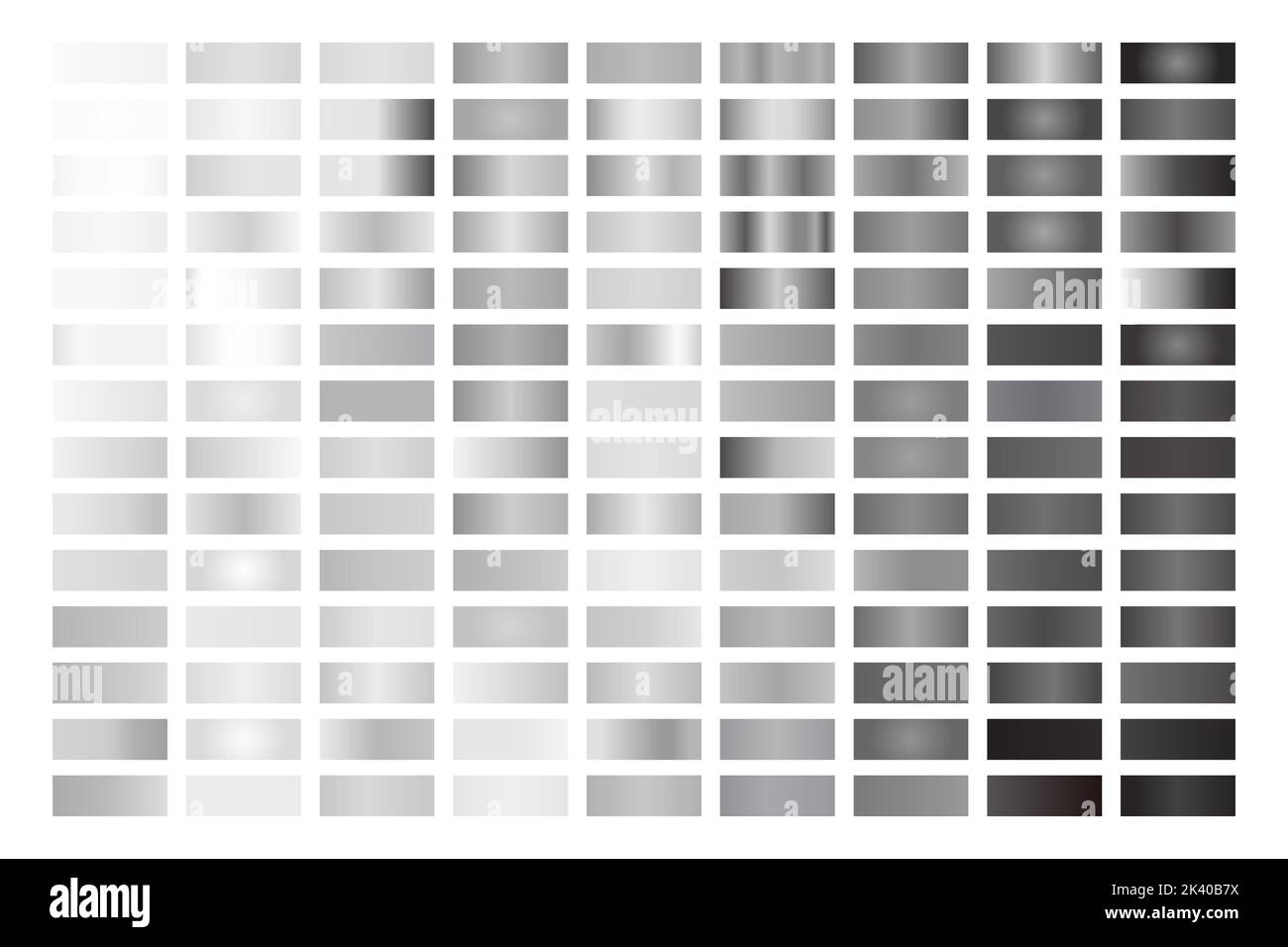 Metal Gray Gradient Collection of Color Swatches Stock Vector Image ...
