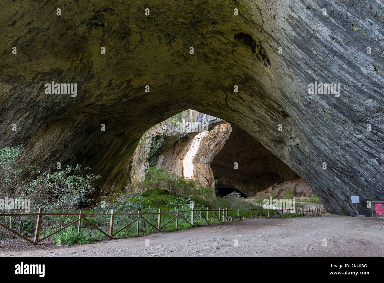 The giant Devetashka Cave with amazing ecosystem inside. Located near ...