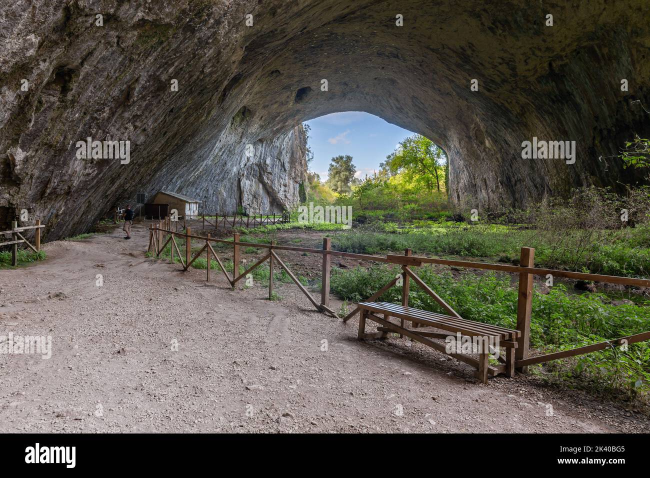 The giant Devetashka Cave with amazing ecosystem inside. Located near ...