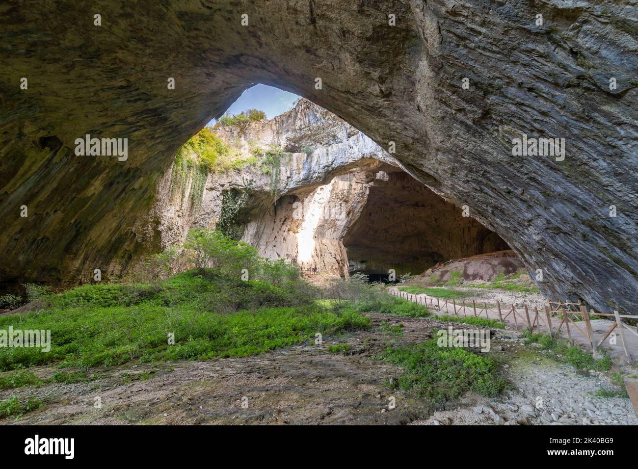 The giant Devetashka Cave with amazing ecosystem inside. Located near ...