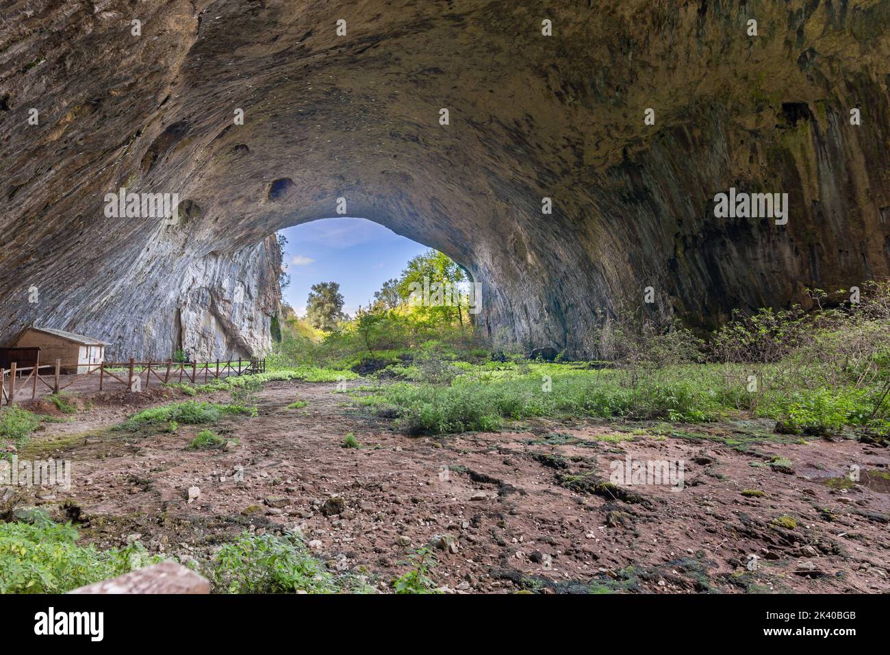 The giant Devetashka Cave with amazing ecosystem inside. Located near ...