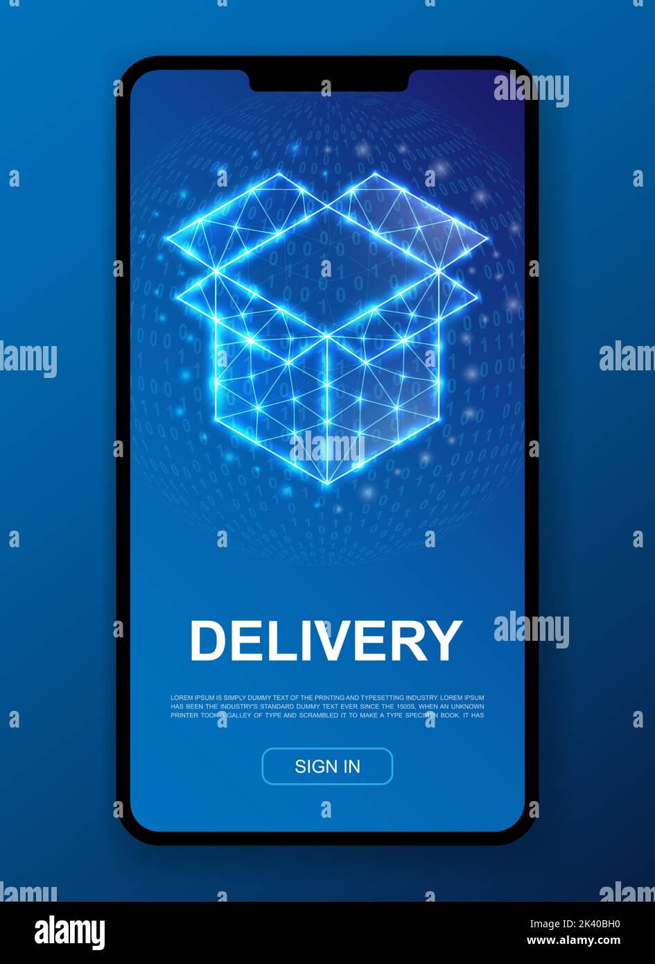 Open box 3d polygonal symbol for UI, UX design template. Low poly Delivery illustration for ...