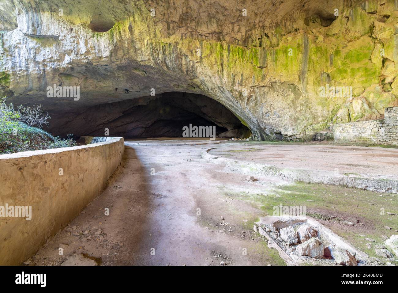 The giant Devetashka Cave with amazing ecosystem inside. Located near ...