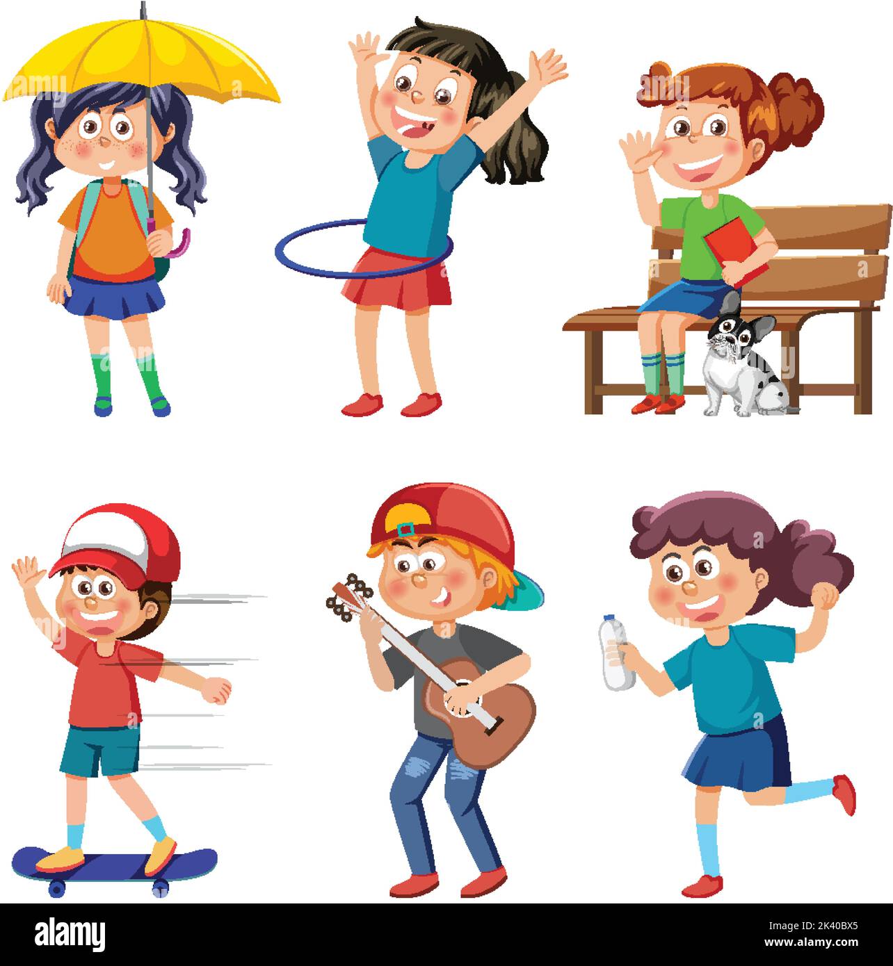 Children doing different activities set illustration Stock Vector Image ...