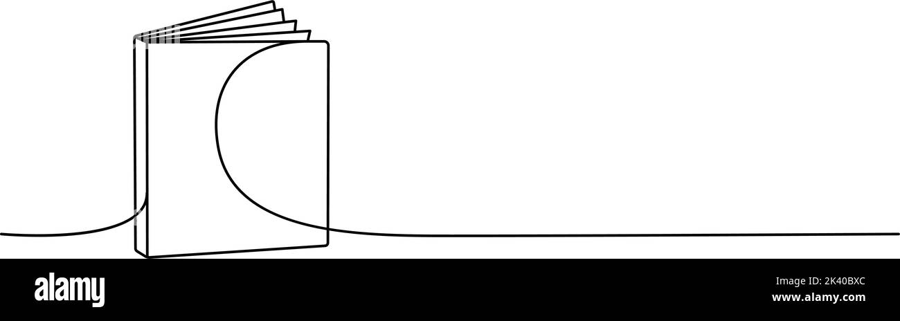 Closed book one line continuous drawing. Bookstore, library continuous ...