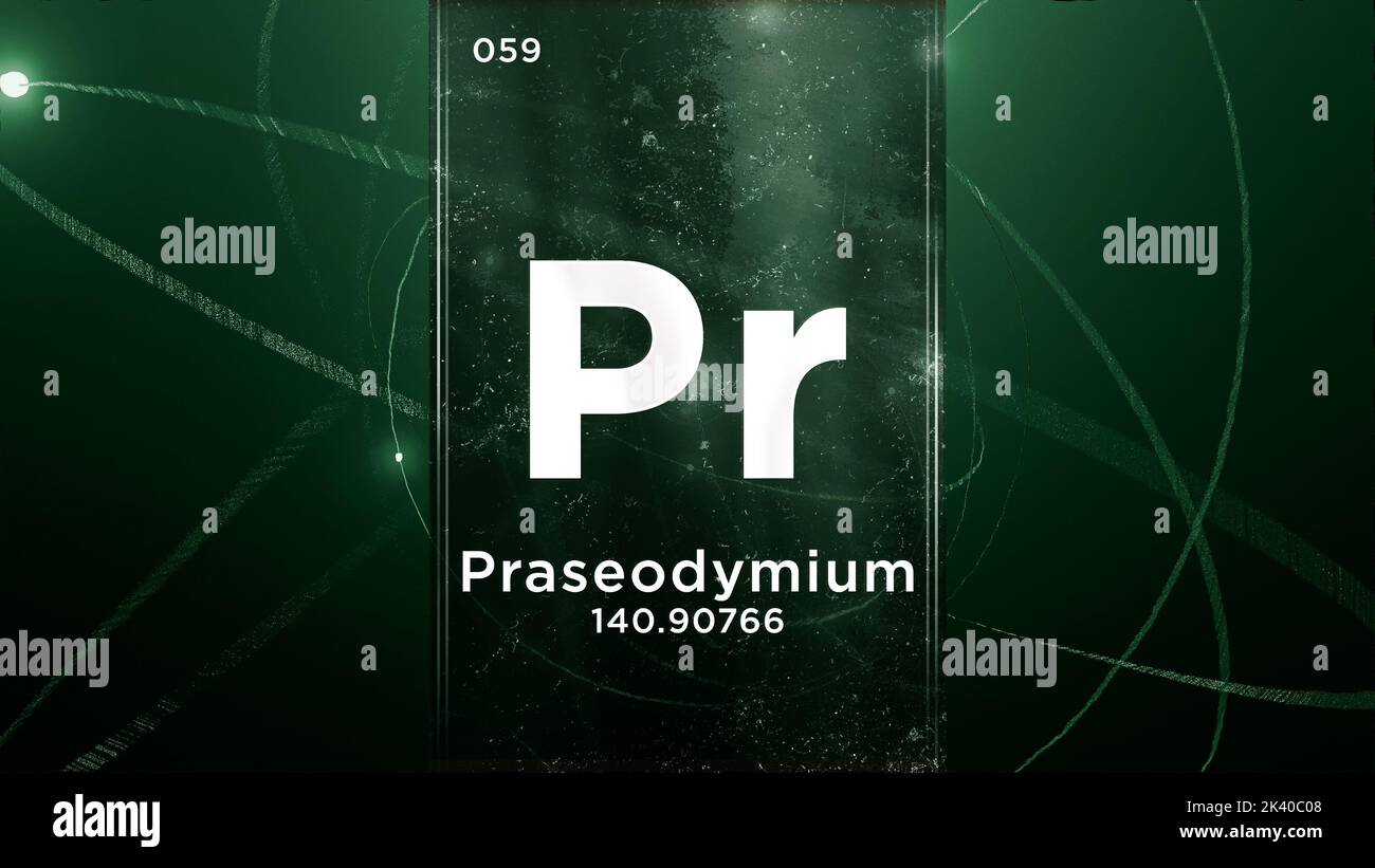 Praseodymium (Pr) symbol chemical element of the periodic table, 3D ...