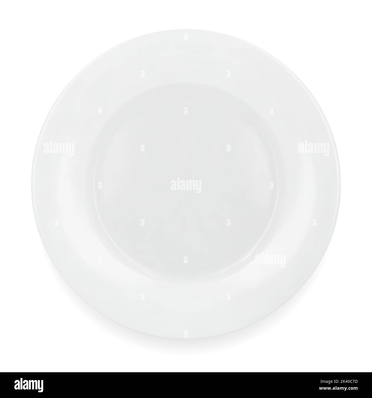 White round empty plate top view isolated on white background Stock ...