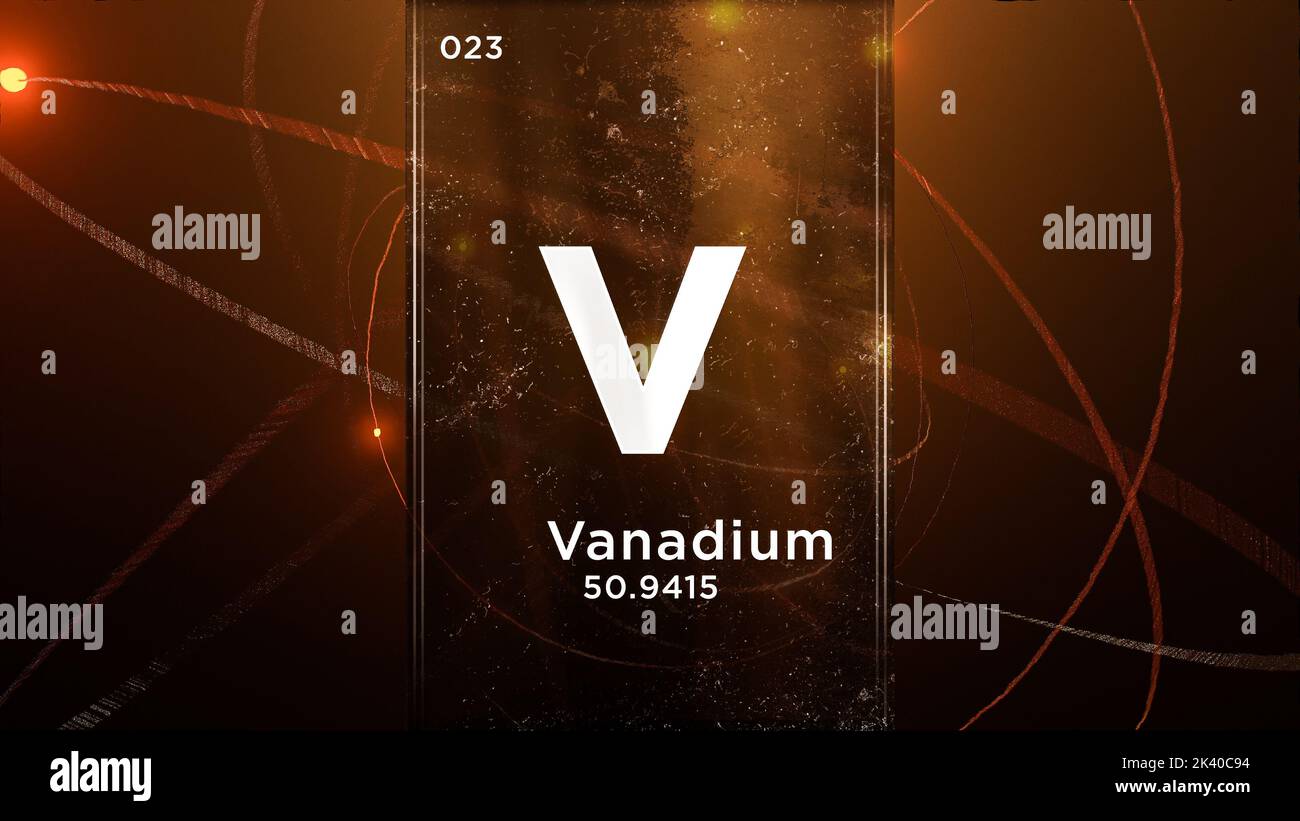 Vanadium (V) symbol chemical element of the periodic table, 3D ...