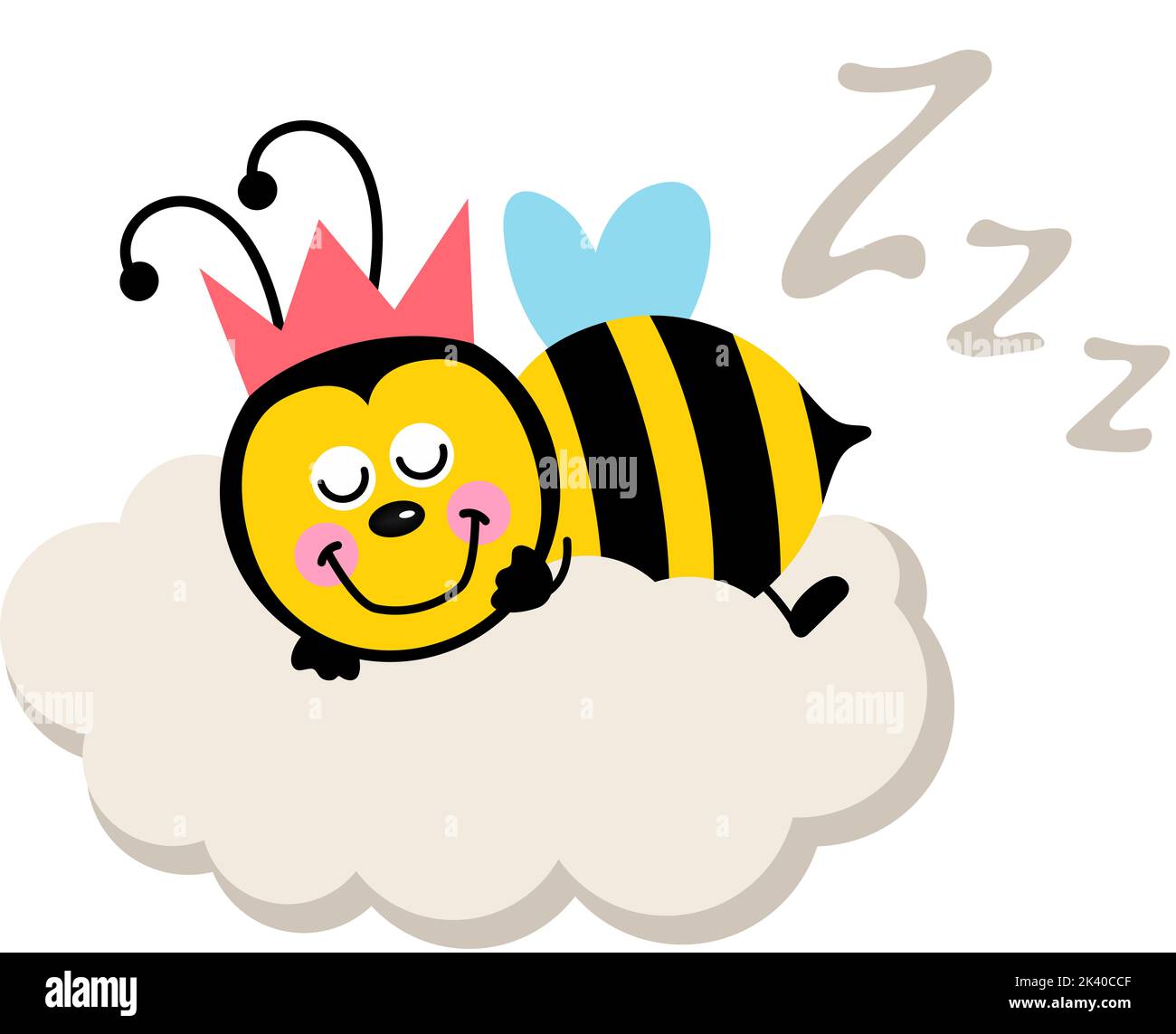 Cute bee sleeping on cloud Stock Photo - Alamy