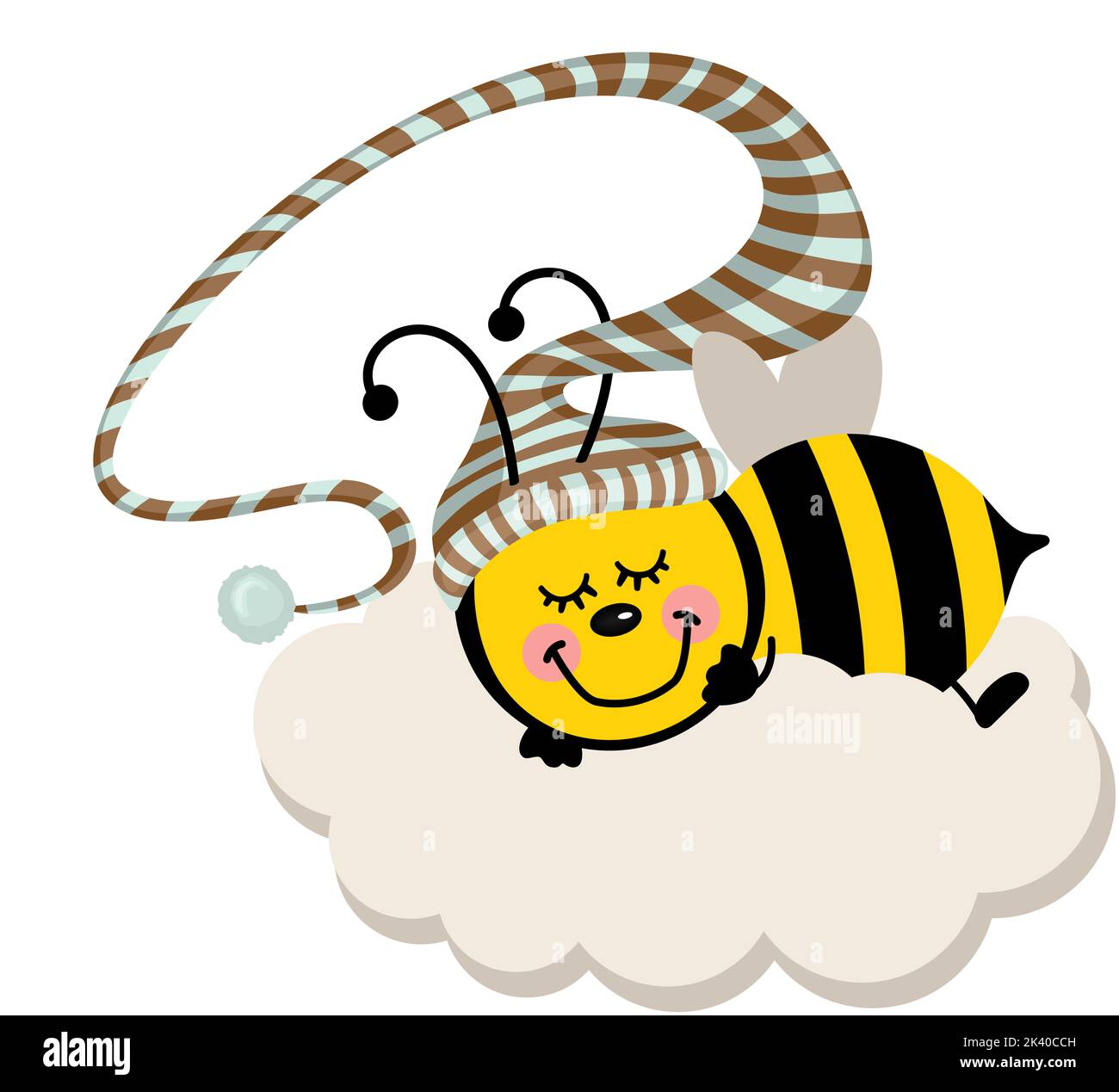 Cute bee sleeping with hat Stock Photo - Alamy