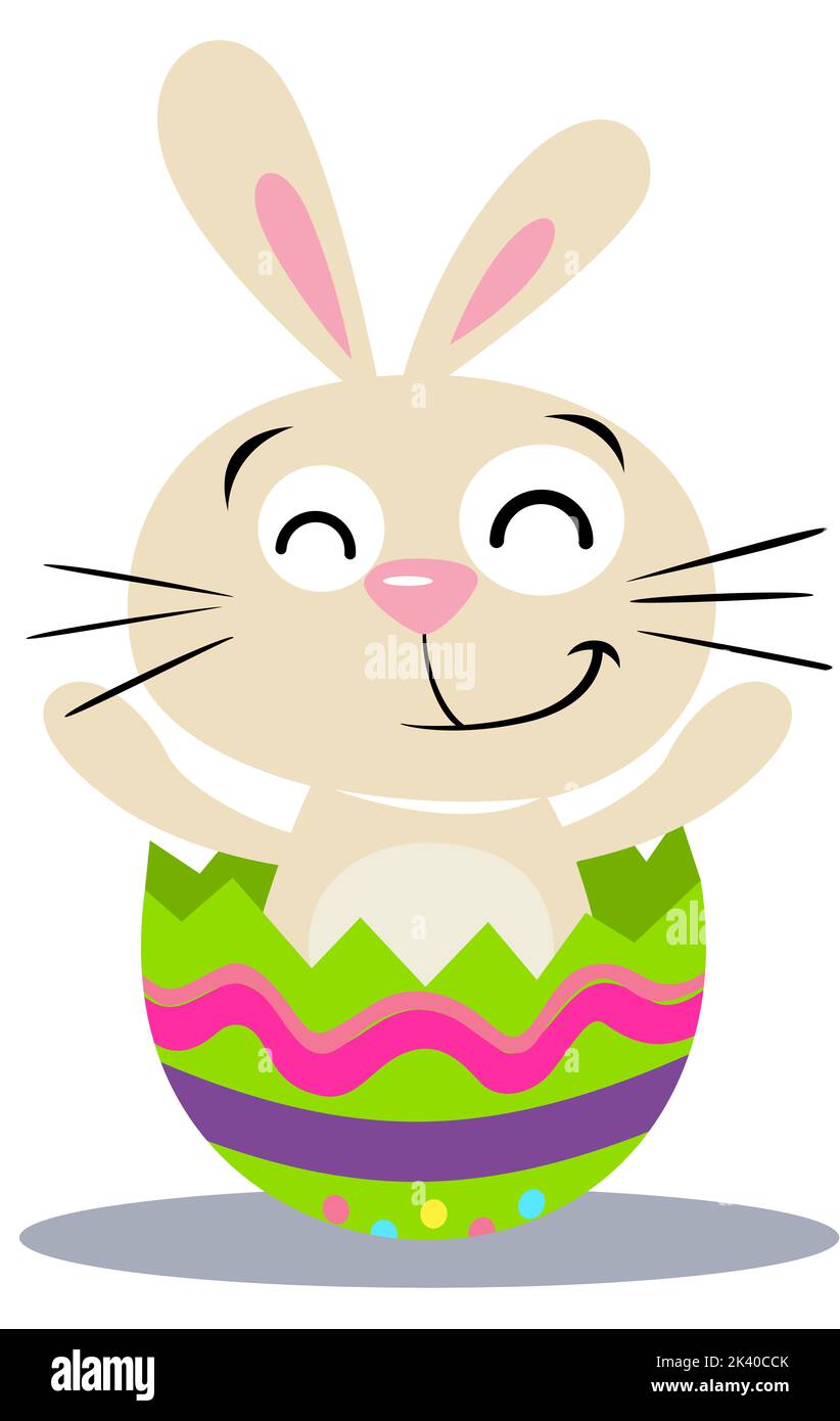 Cute bunny coming out of a broken easter egg Stock Photo - Alamy