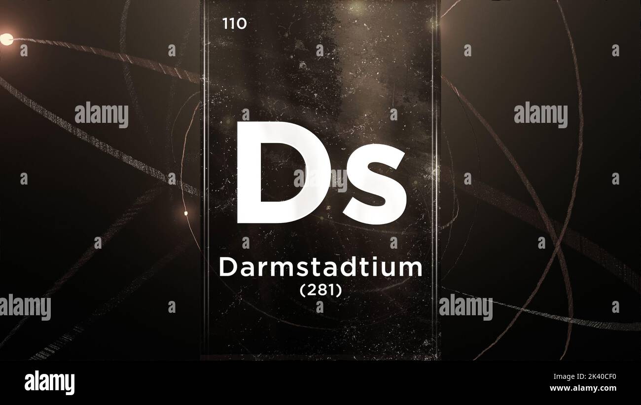 Darmstadtium (Ds) symbol chemical element of the periodic table, 3D ...