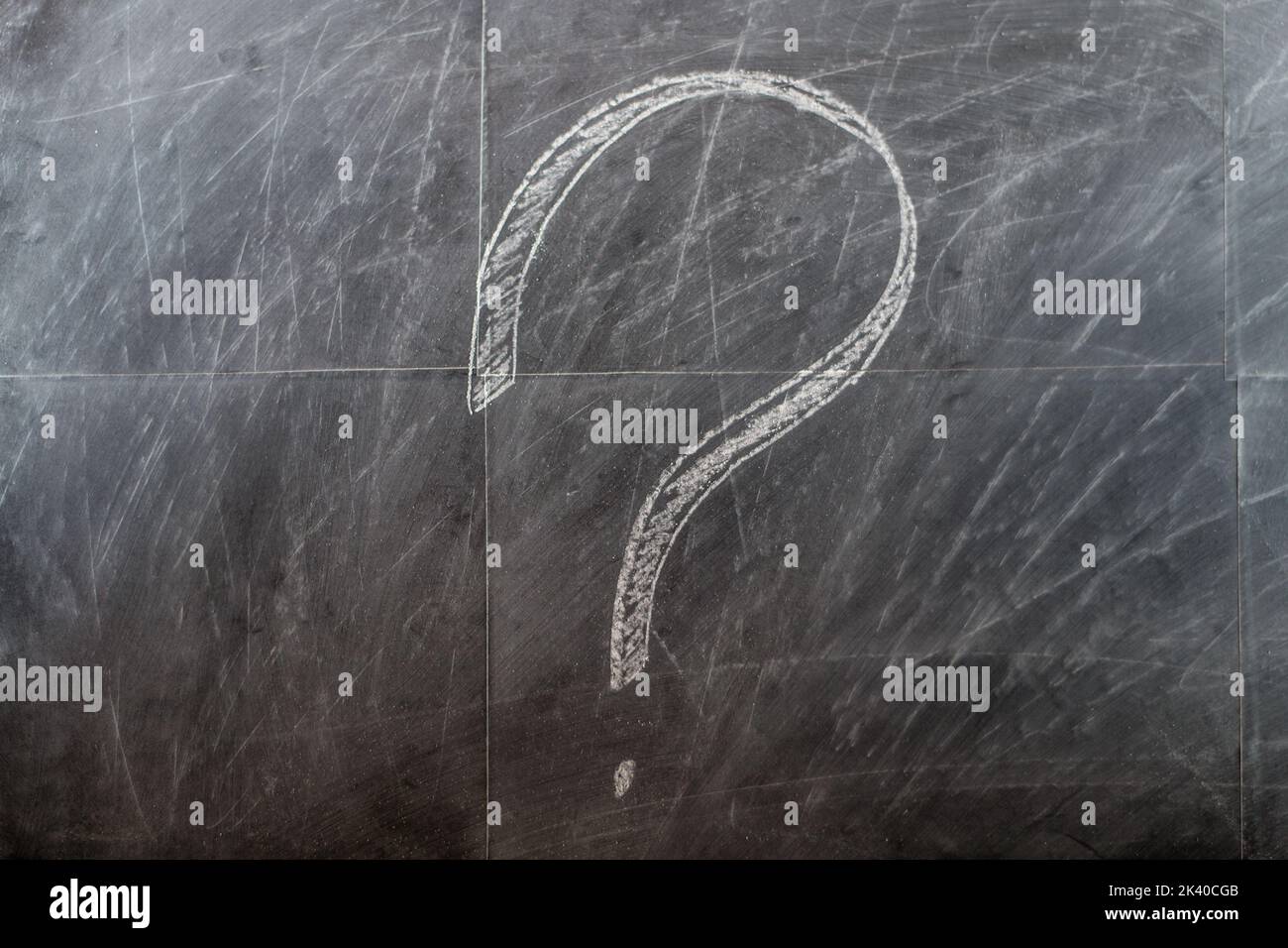 Question marks drawn with chalk on the school board Stock Photo - Alamy
