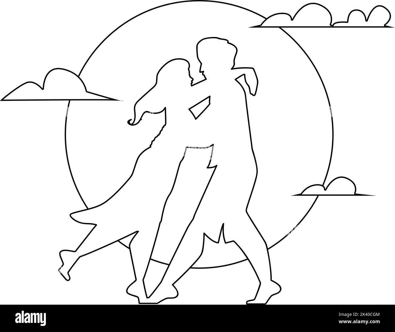 Couple back to back line pencil drawing vector man woman hi-res stock photography and images - Alamy