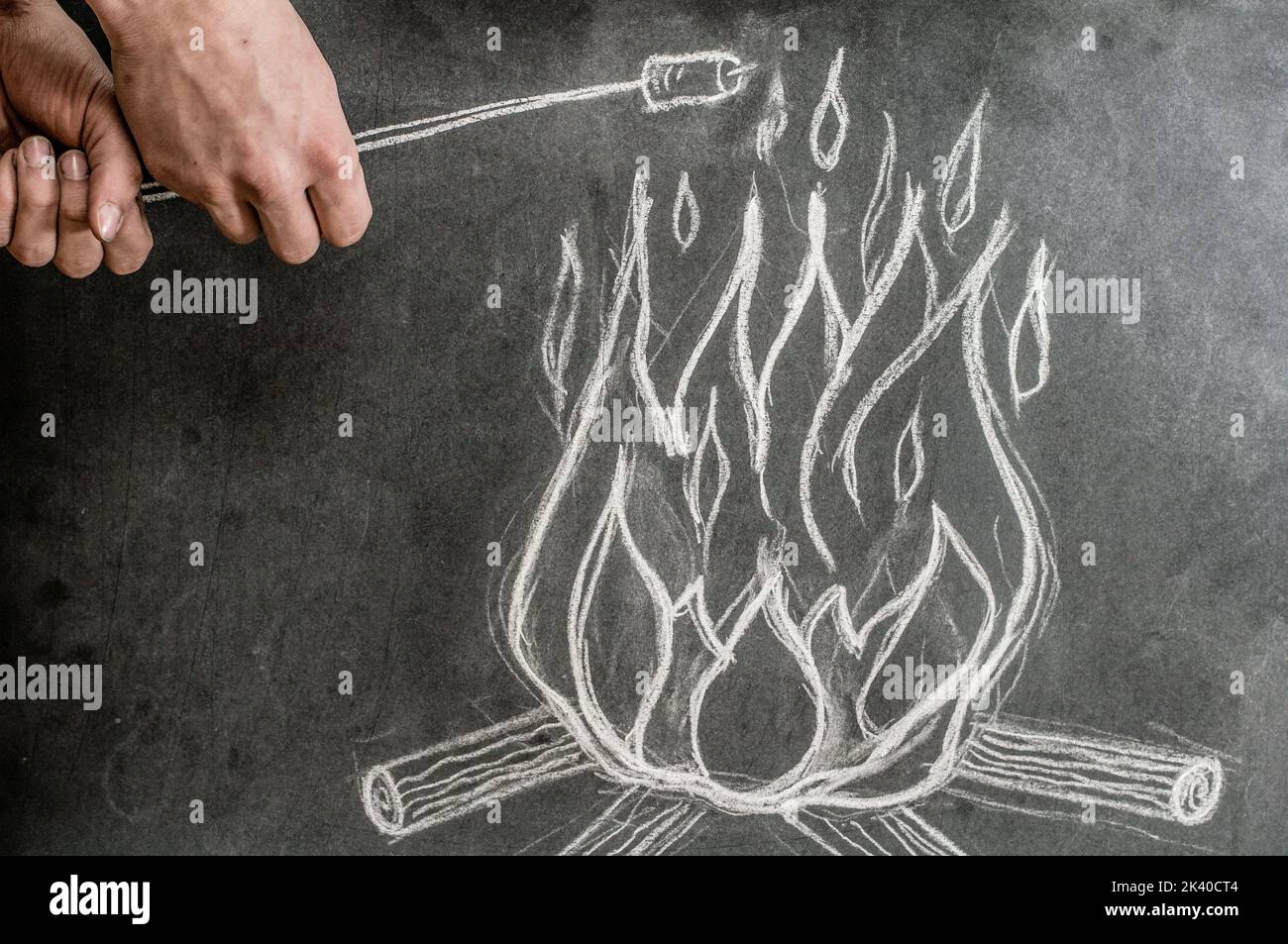 Fire drawn with chalk on the school board Stock Photo - Alamy