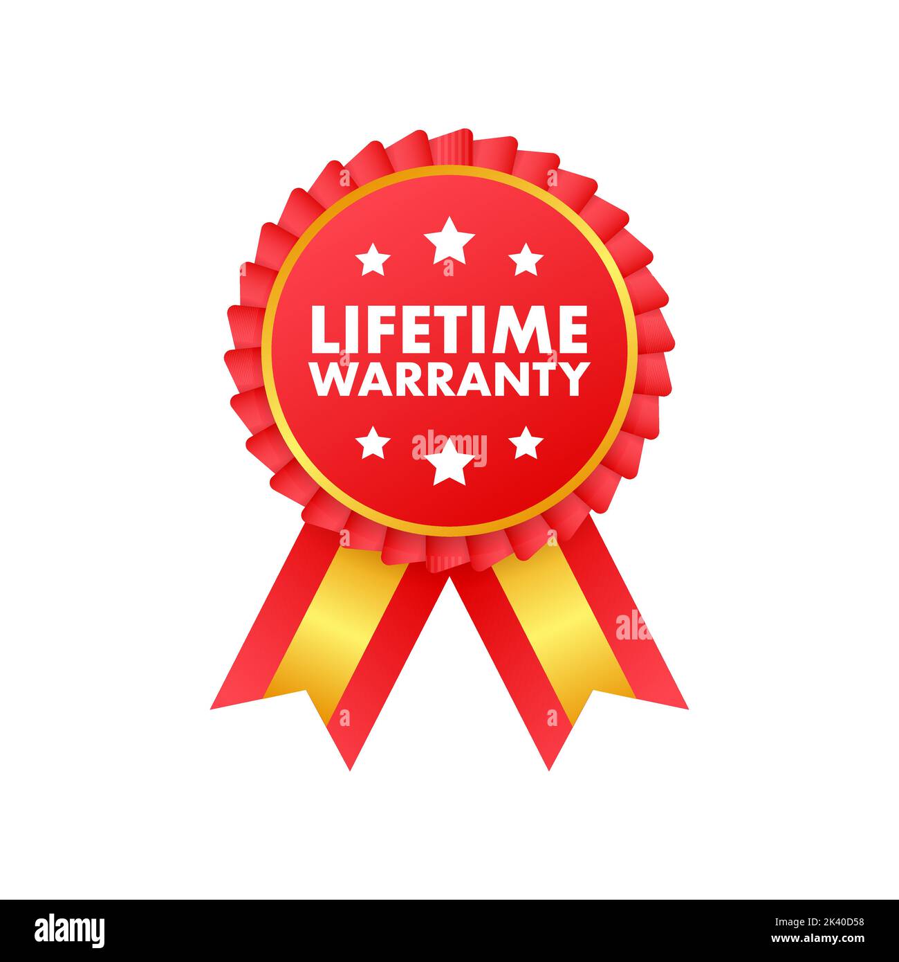Flat banner with red lifetime warranty. Flat vector illustration ...