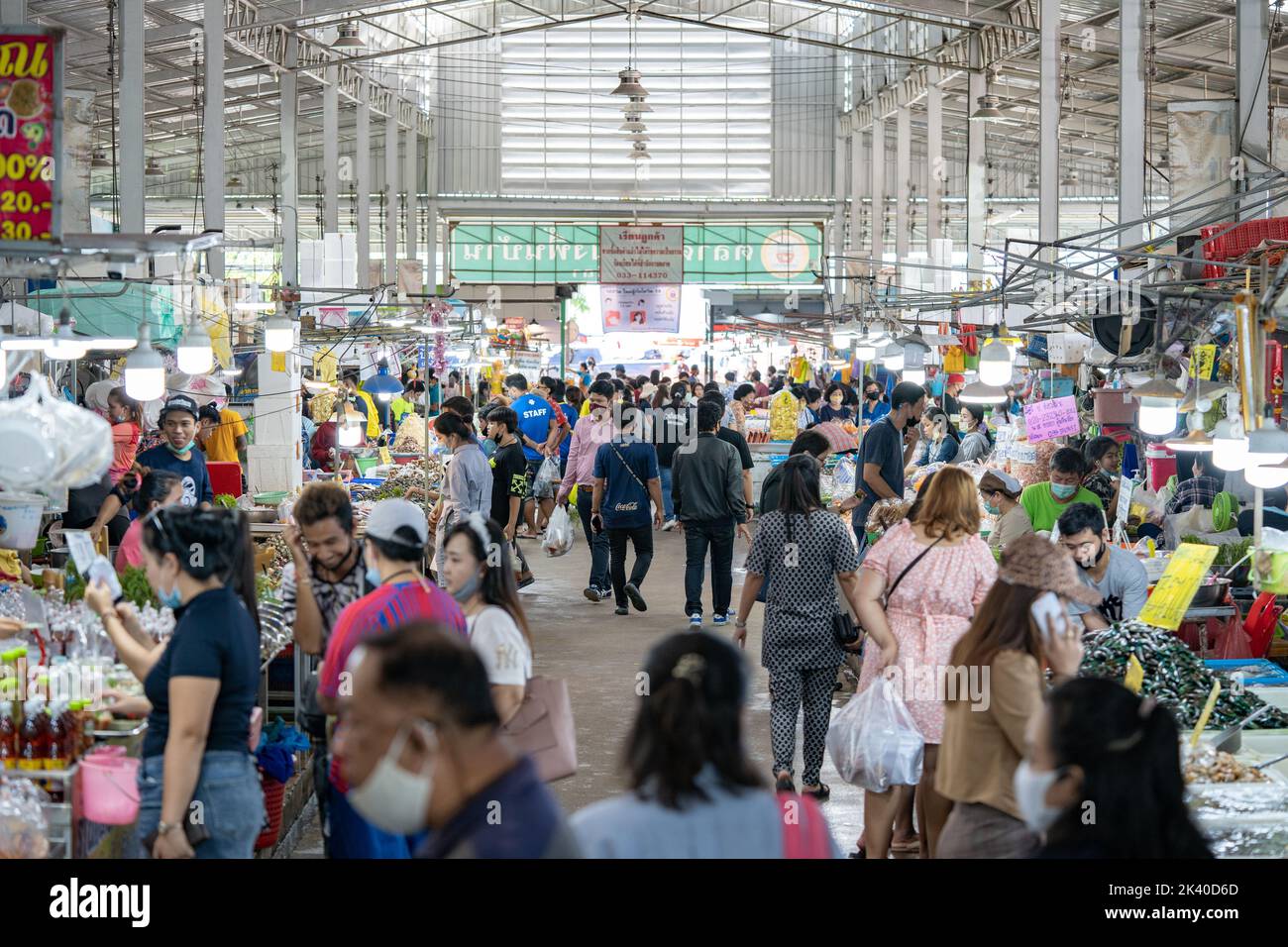 Chonburi Province, Thailand - 25 Sep 2020, Asian Local People walk and ...