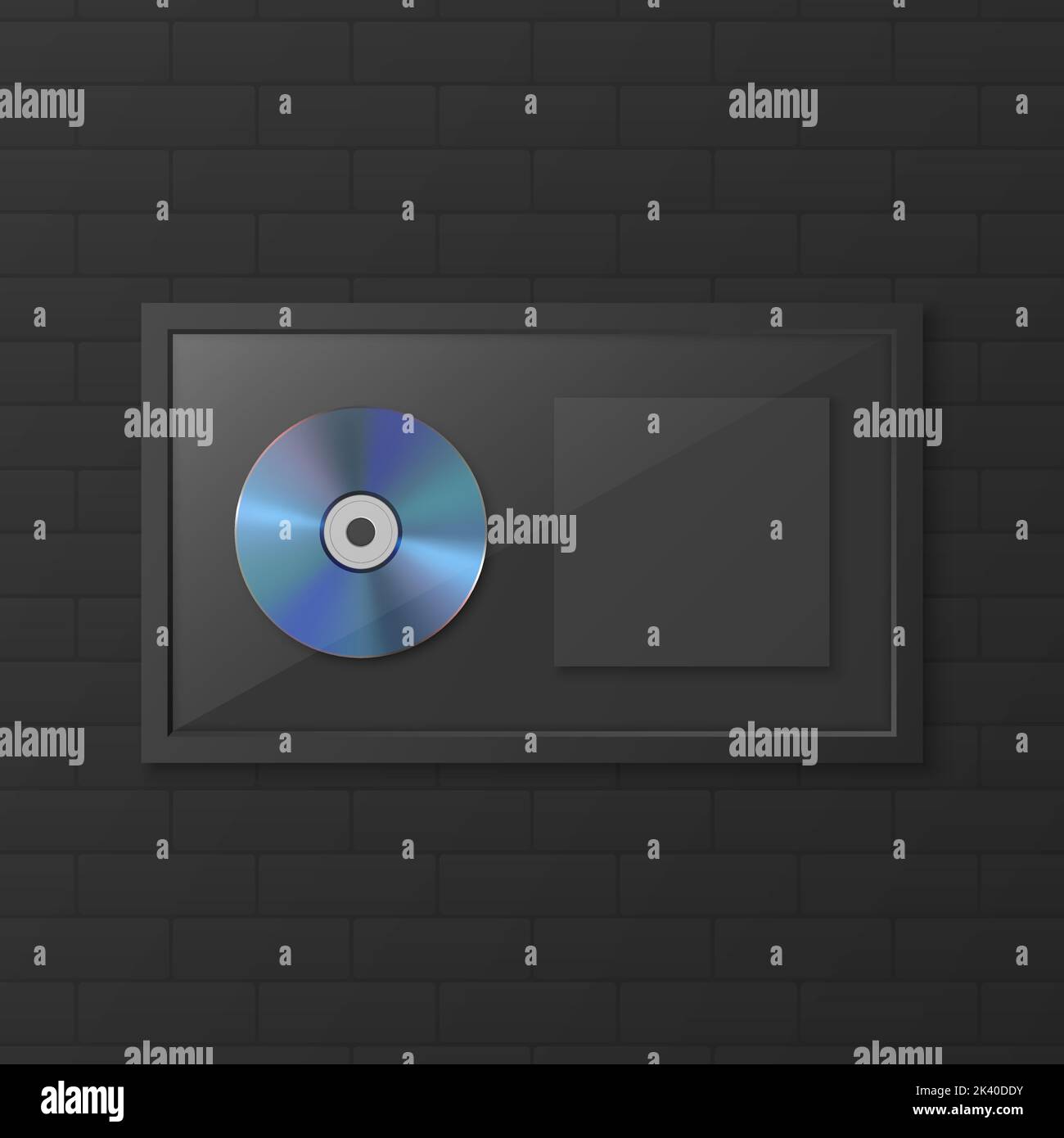 Realistic Vector 3d Yellow Golden CD, Label with Black CD Cover Frame ...